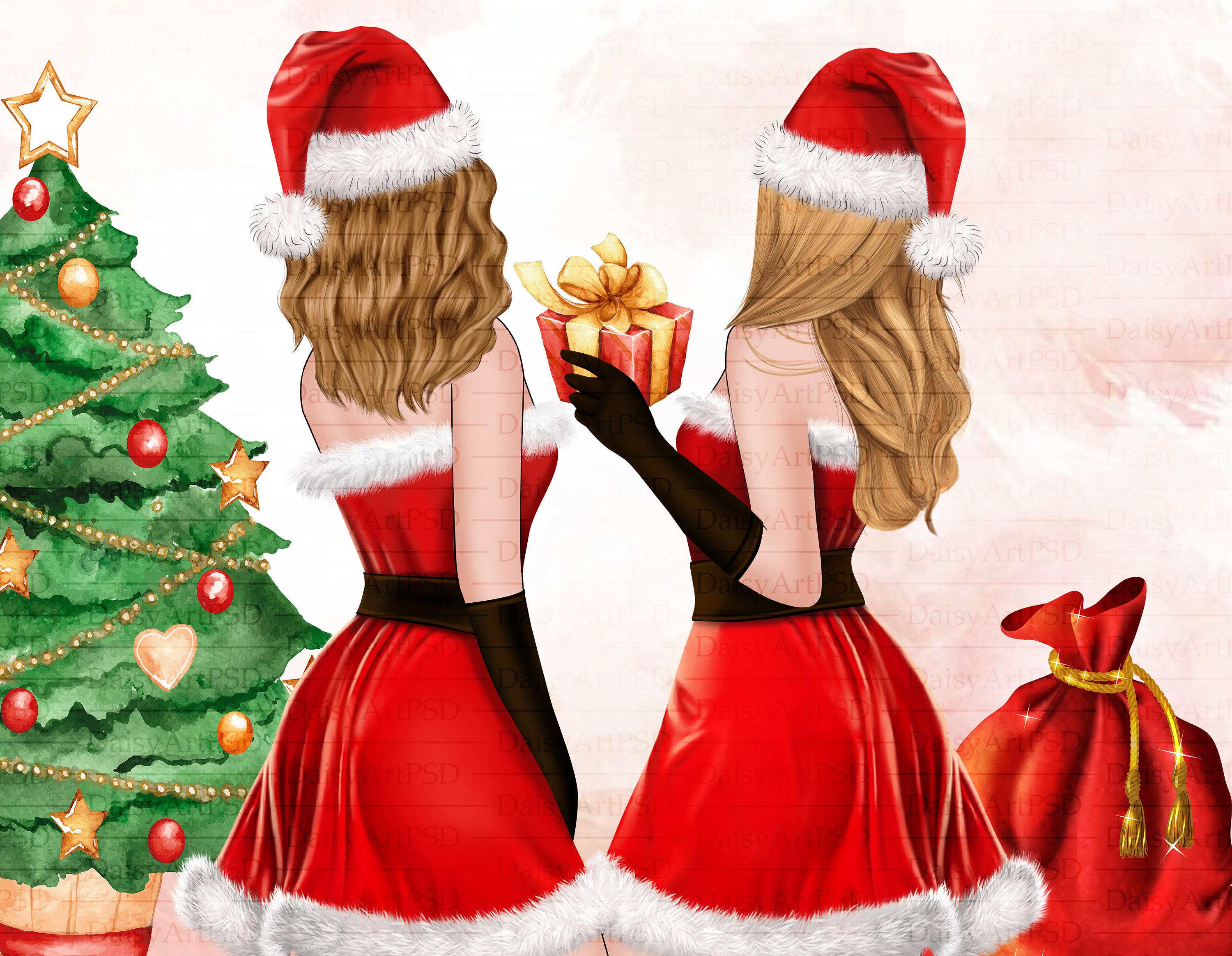 Best Friends Christmas Winter Clipart .clipart Custom. - Etsy