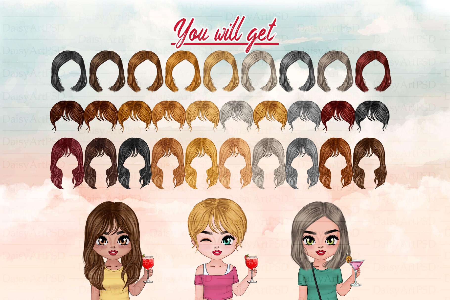 Best Friends Chibi Clipart Couple Male Best Friend Female - Etsy