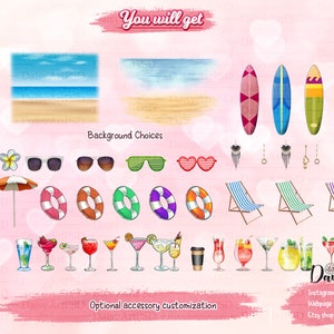 Best Friends Summer Clipart, Chibi Girls Drinking Cocktails PNG ...