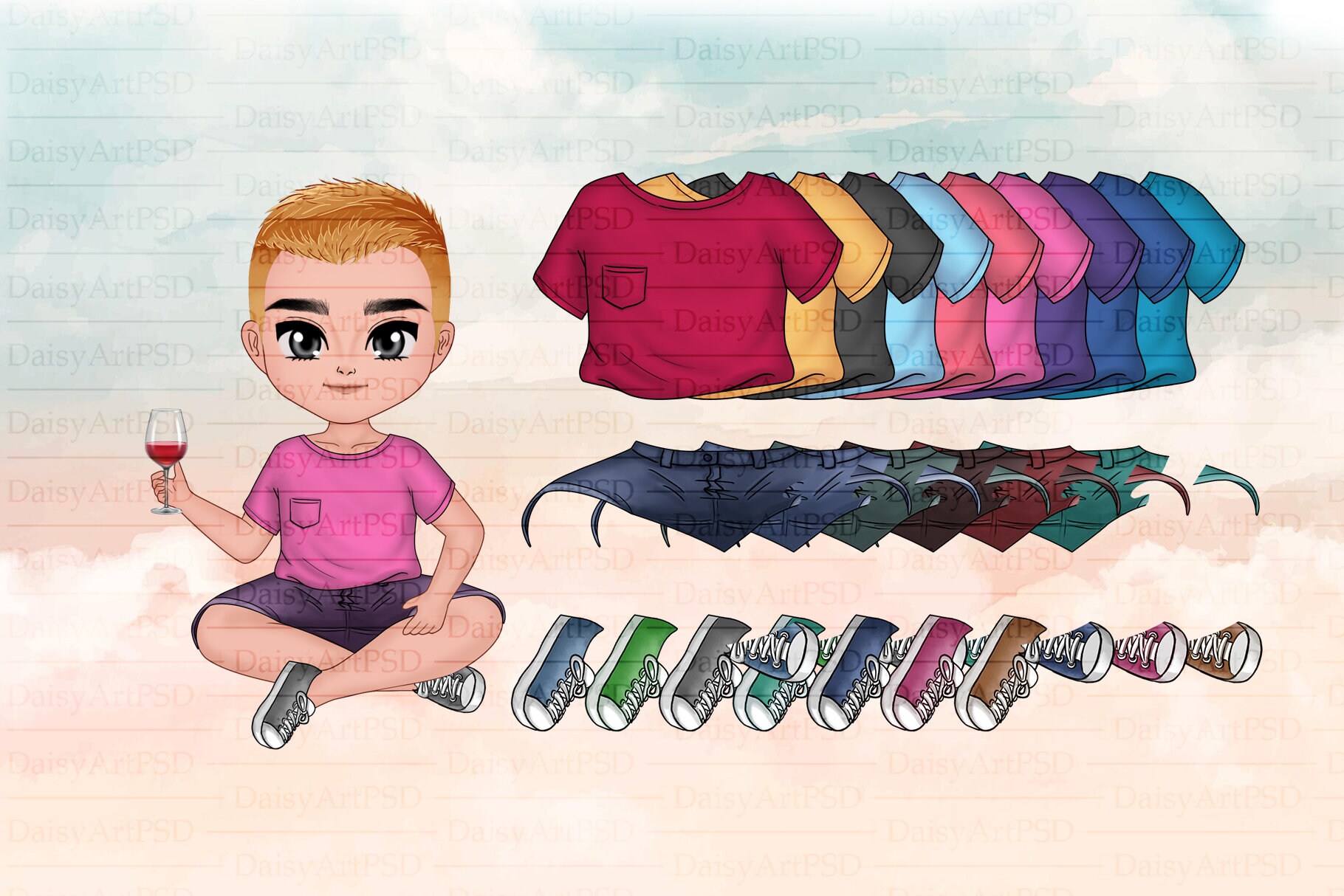 Summer Picnic Chibi Clipart. Boys Chibi. Summer Fashion. Best - Etsy