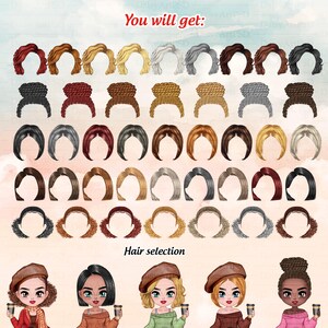 Autumn Girl Collection Chibi Clipart Fall Best Friends - Etsy