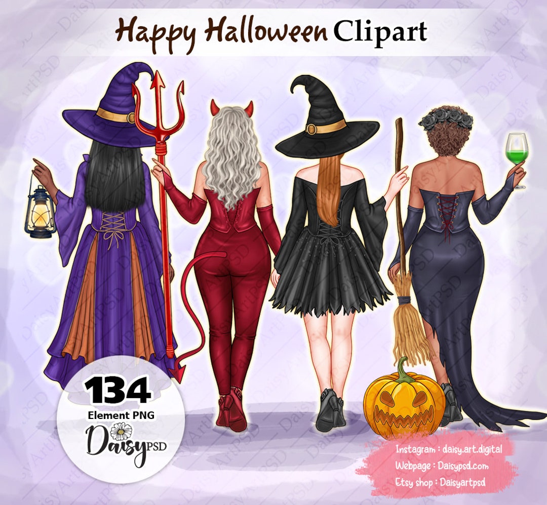 Happy Halloween Clipart, Witch Clipart, Magical Clipart, Halloween ...