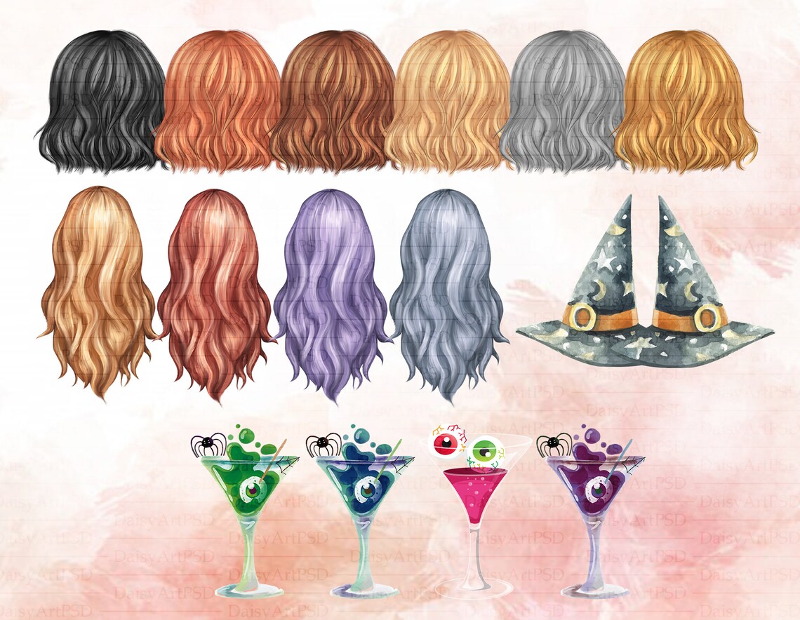 Best Witch Halloween Custom Printable Clipart. Girls With | Etsy