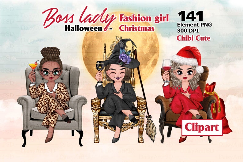 Boss Lady Chibi Clipart Fashion Girl Clipart Divas Melanin - Etsy