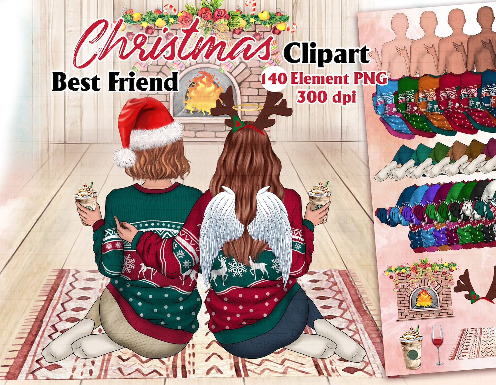 Christmas Best Friend Clipart. Clipart Soul Sisters. Clipart - Etsy