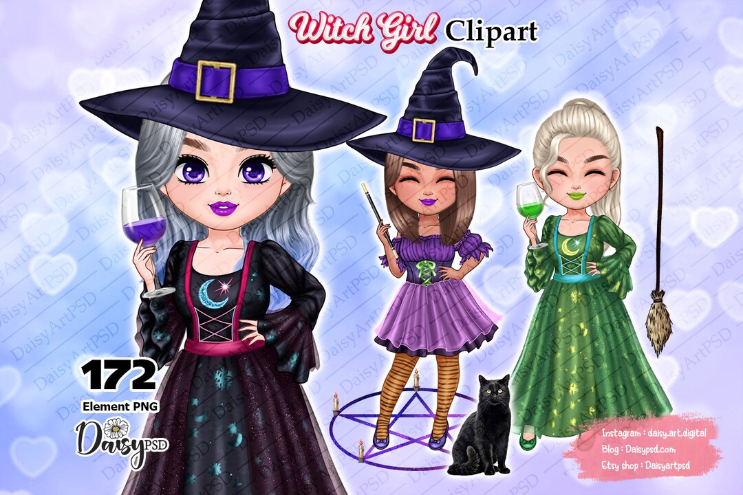 Witch Girl Clipart, Best Witches Clipart, Best Friend Clipart, Witchy ...