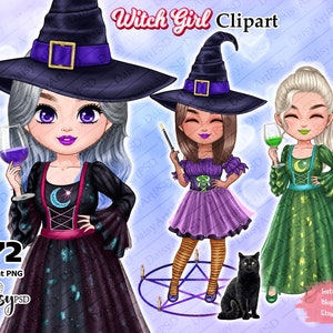 Witch Girl Clipart, Best Witches Clipart, Best Friend Clipart, Witchy ...
