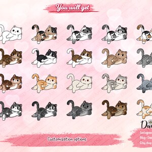 Funny Cats Clipart, Cat Clipart Set, Cute Cat Clipart, Kitten Lying ...