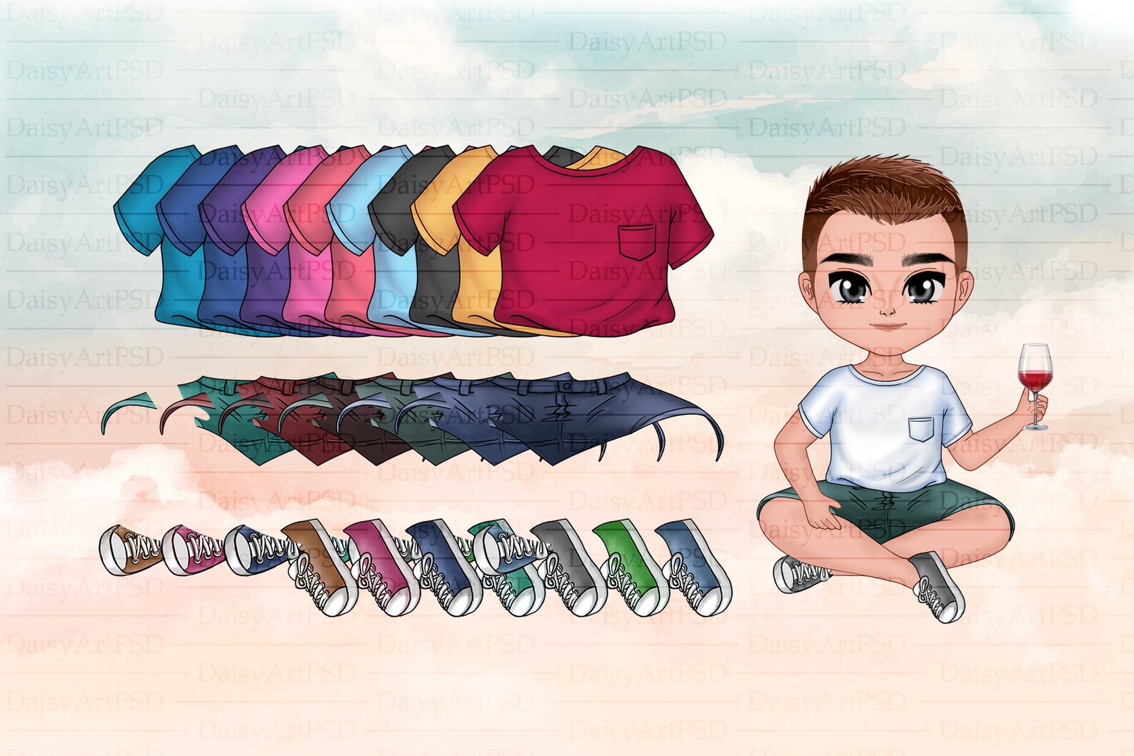 Summer Picnic Chibi Clipart. Boys Chibi. Summer Fashion. Best - Etsy