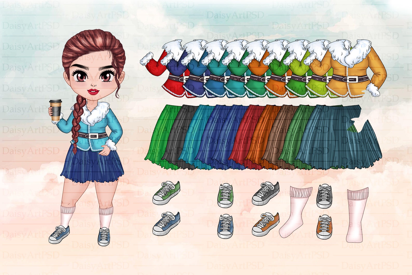 Best Friends Chibi Cute Clipart Besties Coffee Cocktails - Etsy