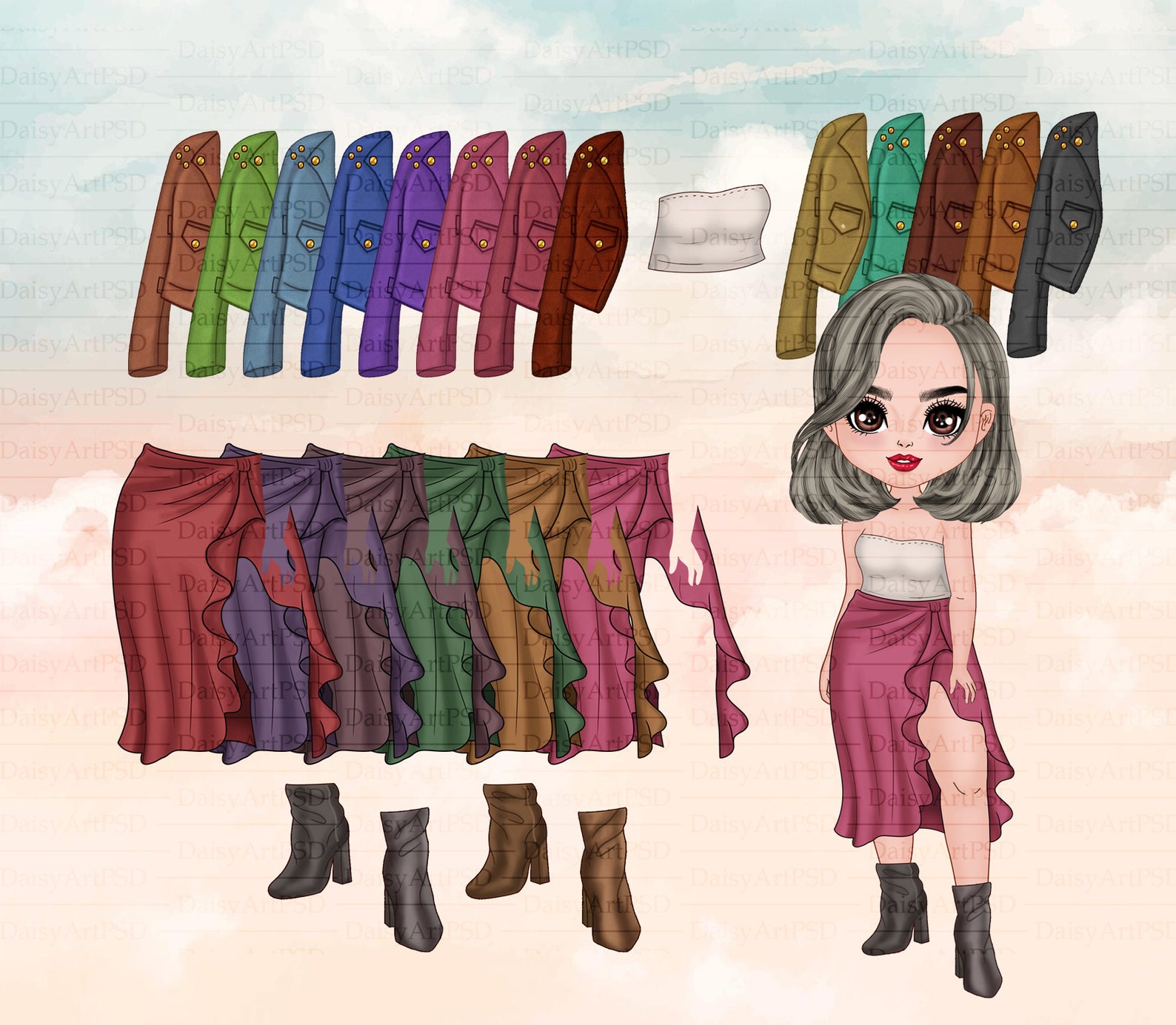 Best Friends Chibi Cute Clipart Besties Clipart Fashion - Etsy