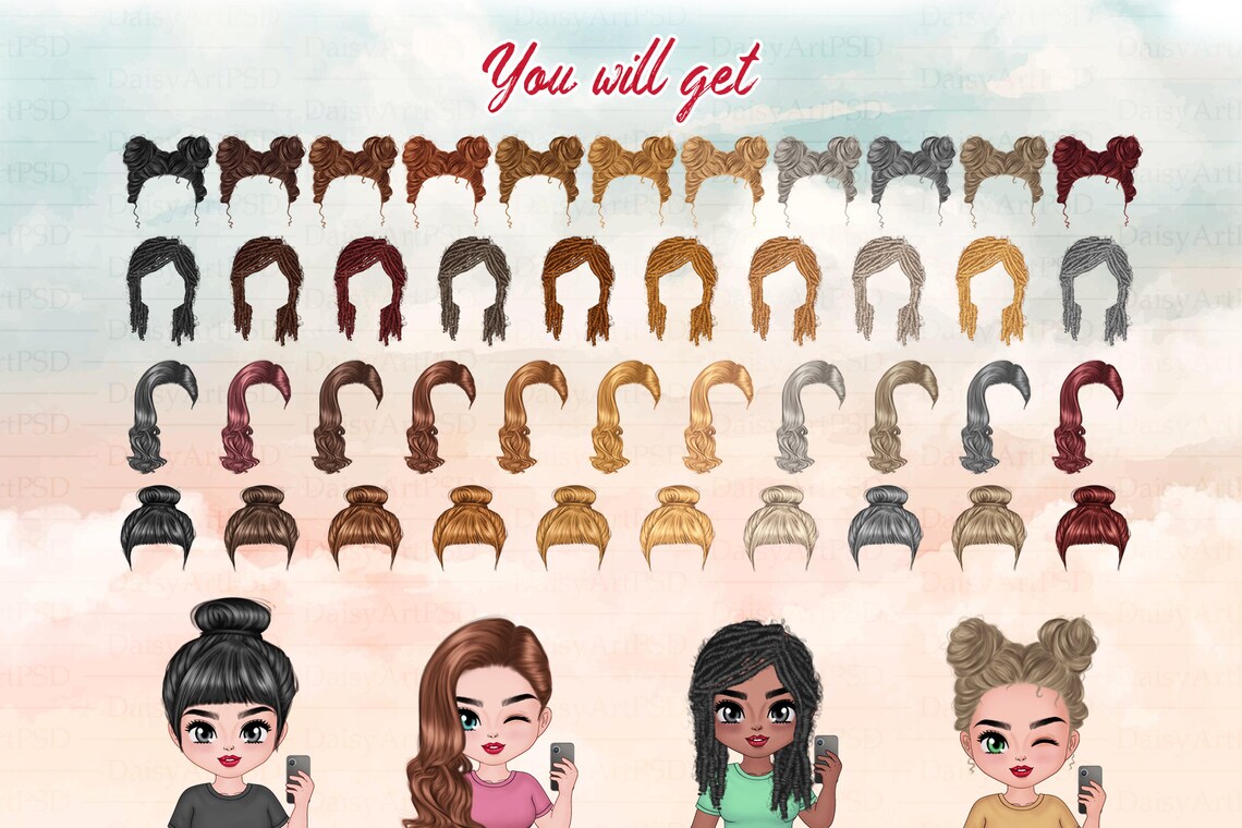 Girl Taking Selfie Chibi Clipart Woman Taking a Selfie - Etsy