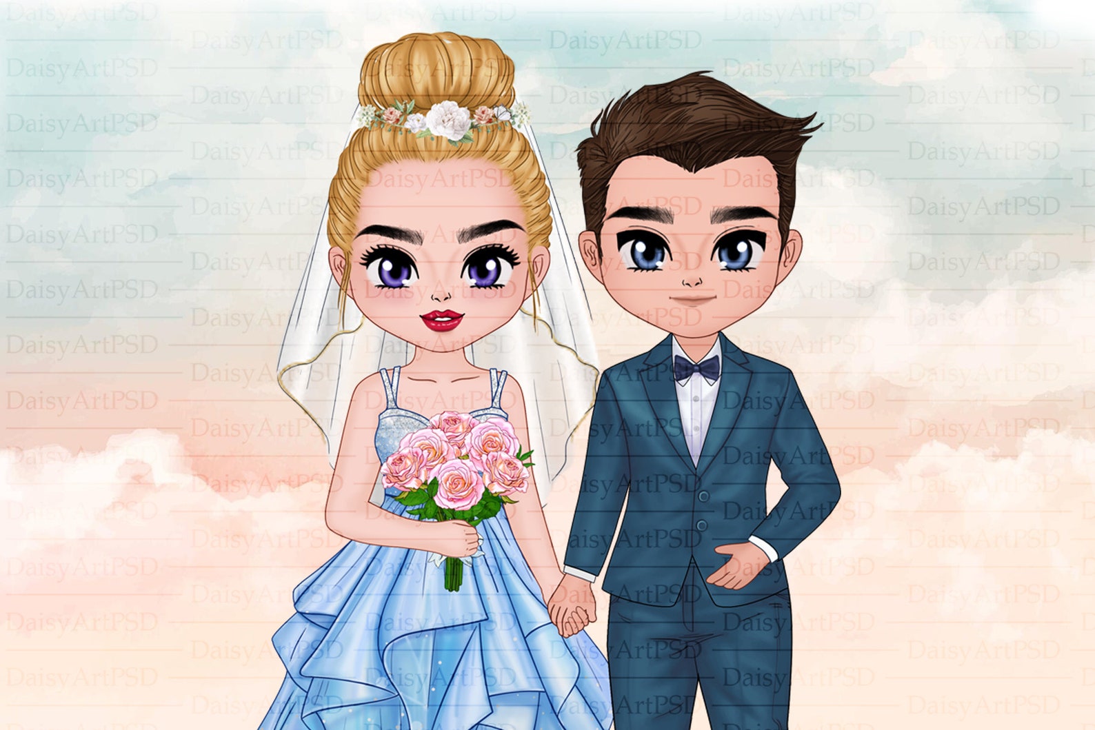 Wedding Chibi Cute Clipart Bride Clipart Couple Clipartt | Etsy Canada