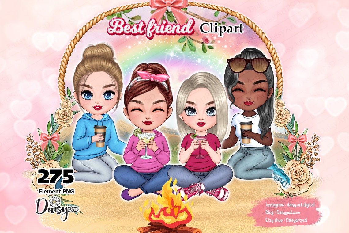 Friends Chibi Clipart, Soul Sisters PNG (digital Download) - Etsy