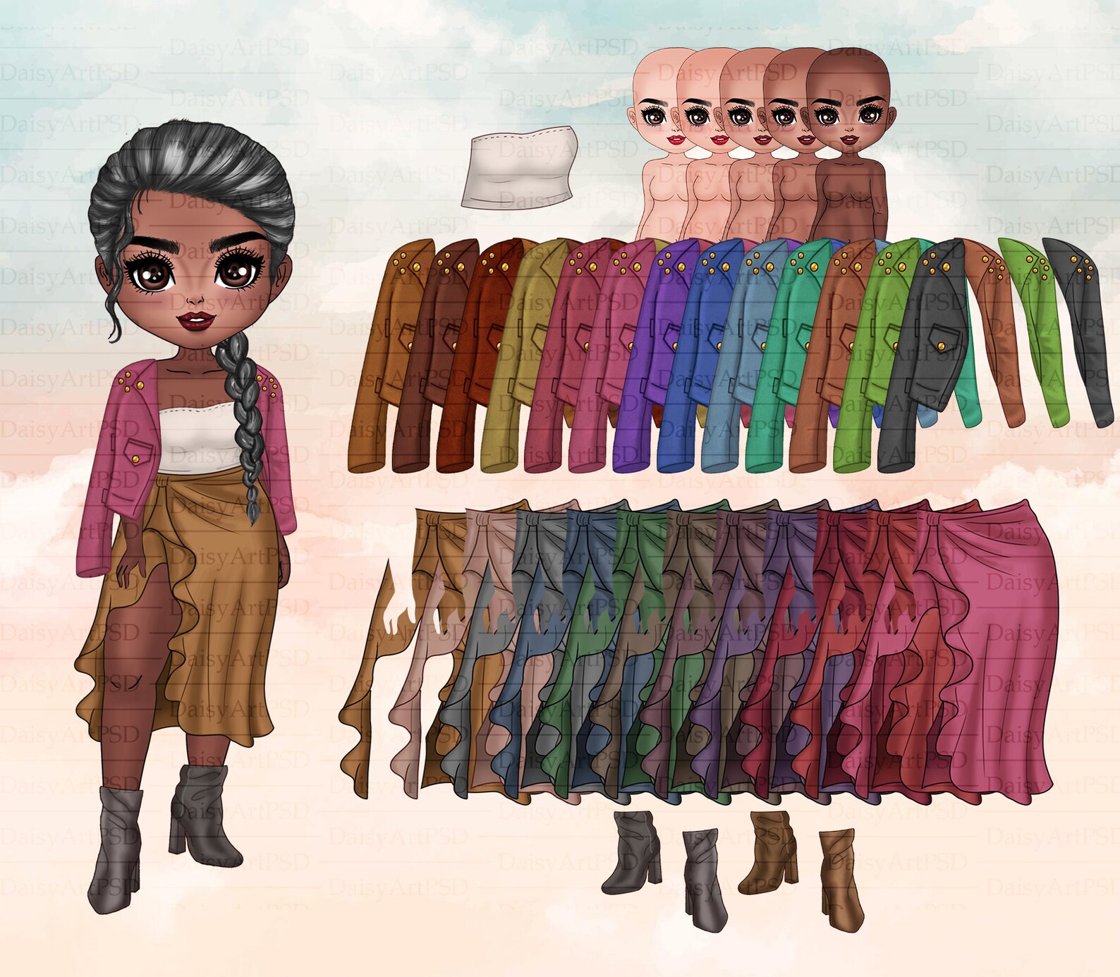 Best Friends Chibi Cute Clipart Besties Clipart Fashion - Etsy