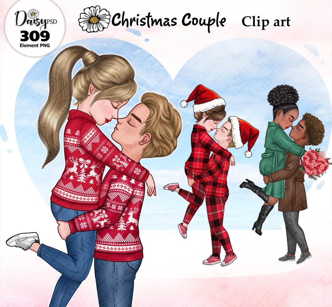 Winter Couples Clipart: Holiday Portrait Maker (PNG Digital Download ...