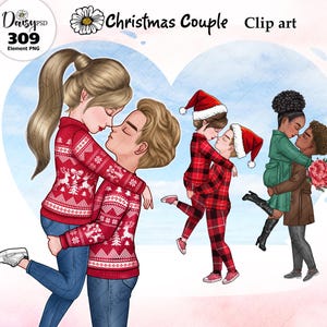 Winter Couples Clipart: Holiday Portrait Maker (PNG Digital Download ...