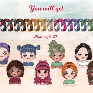 Hair Style for Girls Clipart, Custom Hairstyles, Children's Hair, Long ...