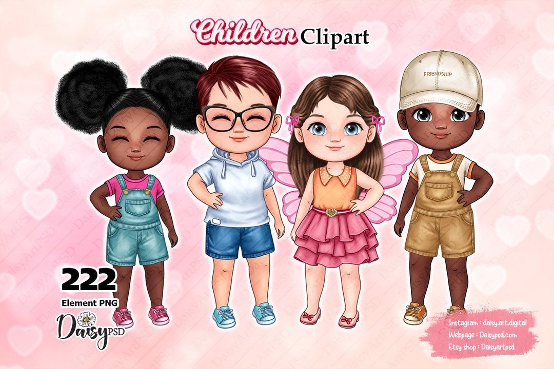 Children Chibi Clipart, Kids Clipart, Friend Clipart, Cute Clipart ...