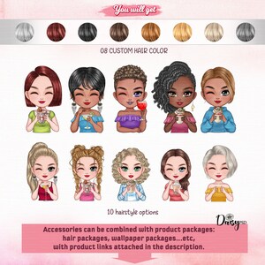 Custom Chibi Girl Clipart Set: Mix & Match Planner Graphics (digital ...
