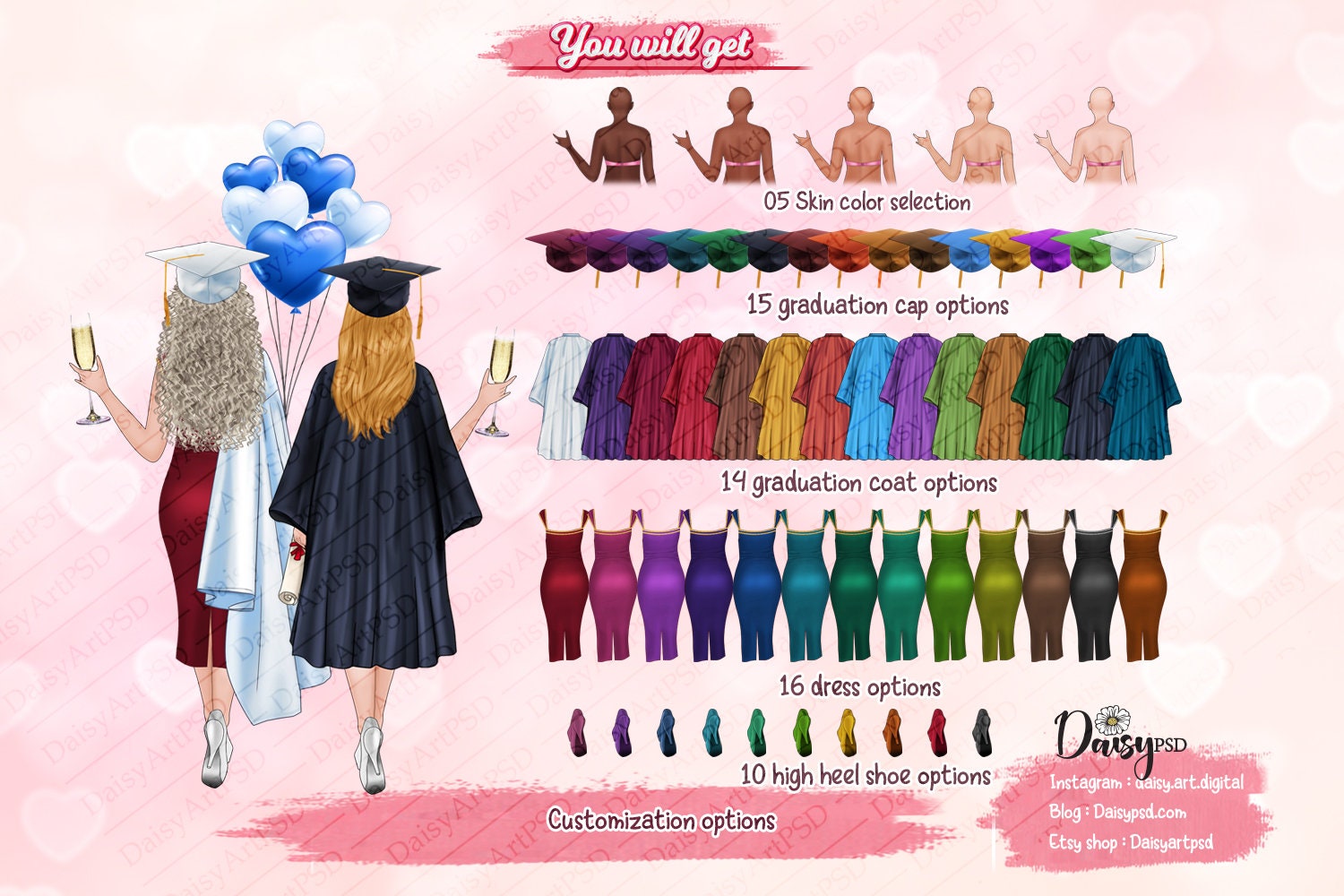 Graduation Girl Clipart: Customizable PNG Design (digital Download) - Etsy