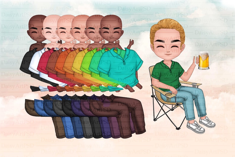 Camping Man Chibi Clipart. Camping Buddy. Summer Fashion. - Etsy