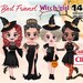 Best Friend Halloween Chibi Clipart Witch Sisters Cute - Etsy