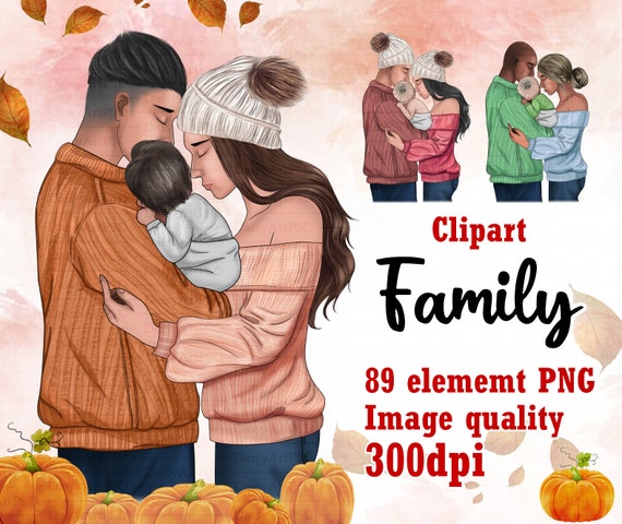 Autumn Clipart: family Clipart Autumn Family | Etsy