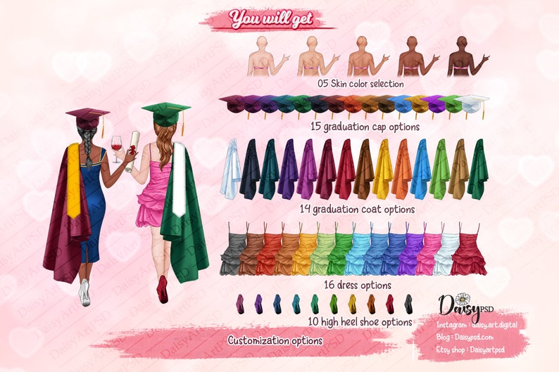 Graduation Girl Clipart: Customizable PNG Design (digital Download) - Etsy
