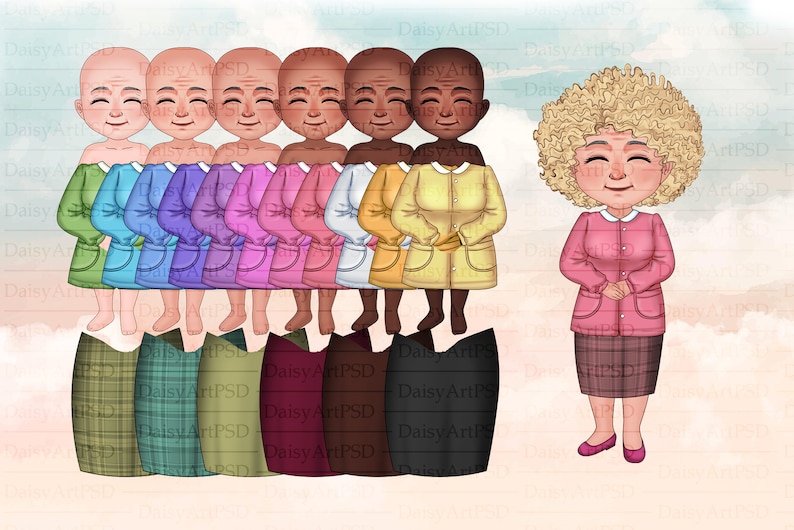Grandmother Chibi Clipart, Best Friends PNG (136 Elements) - Etsy