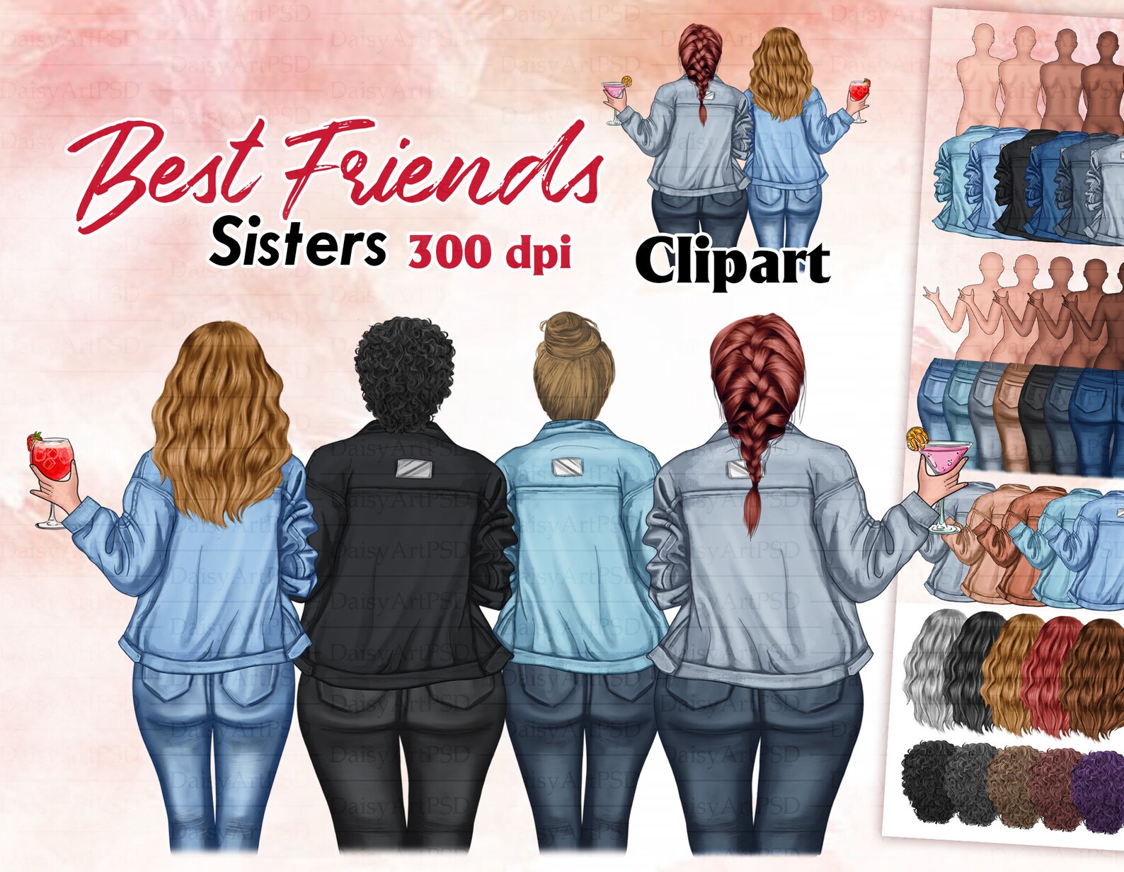 Best Friends Clipart Besties Clipart Plus Size Girls - Etsy