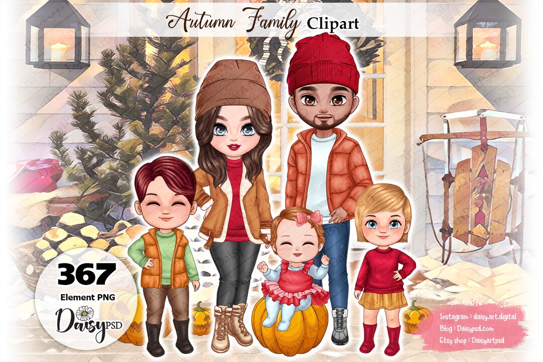 Family Autumn Clipart, Christmas Clipart, Couple Clipart, Mom Dad ...