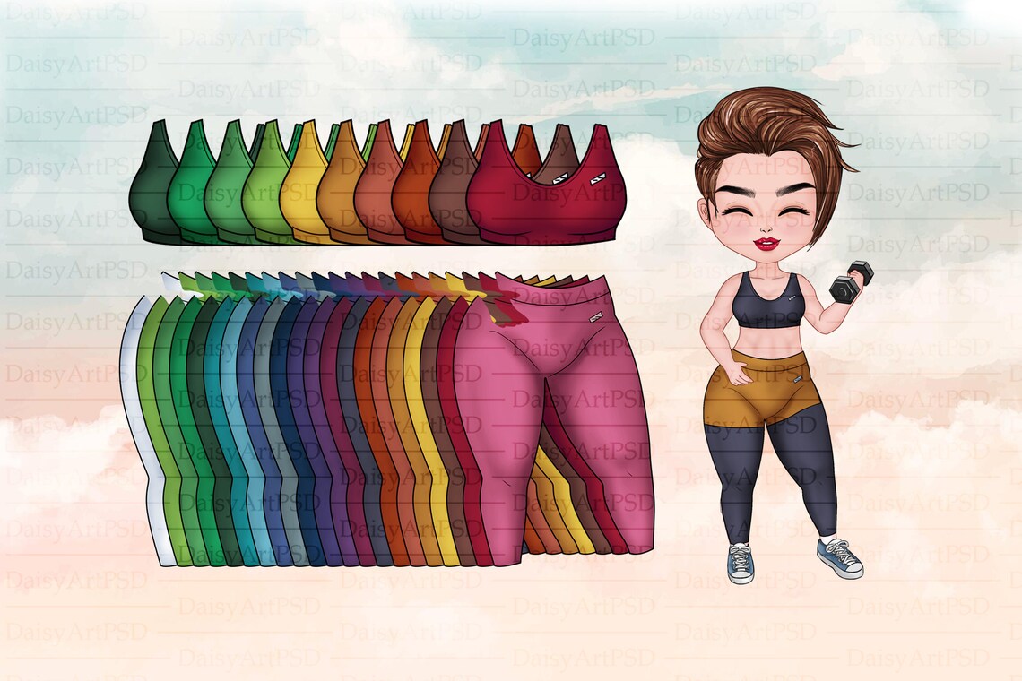 Gym Girls Chibi Clipart Sport Girl Best Friends Fitness | Etsy