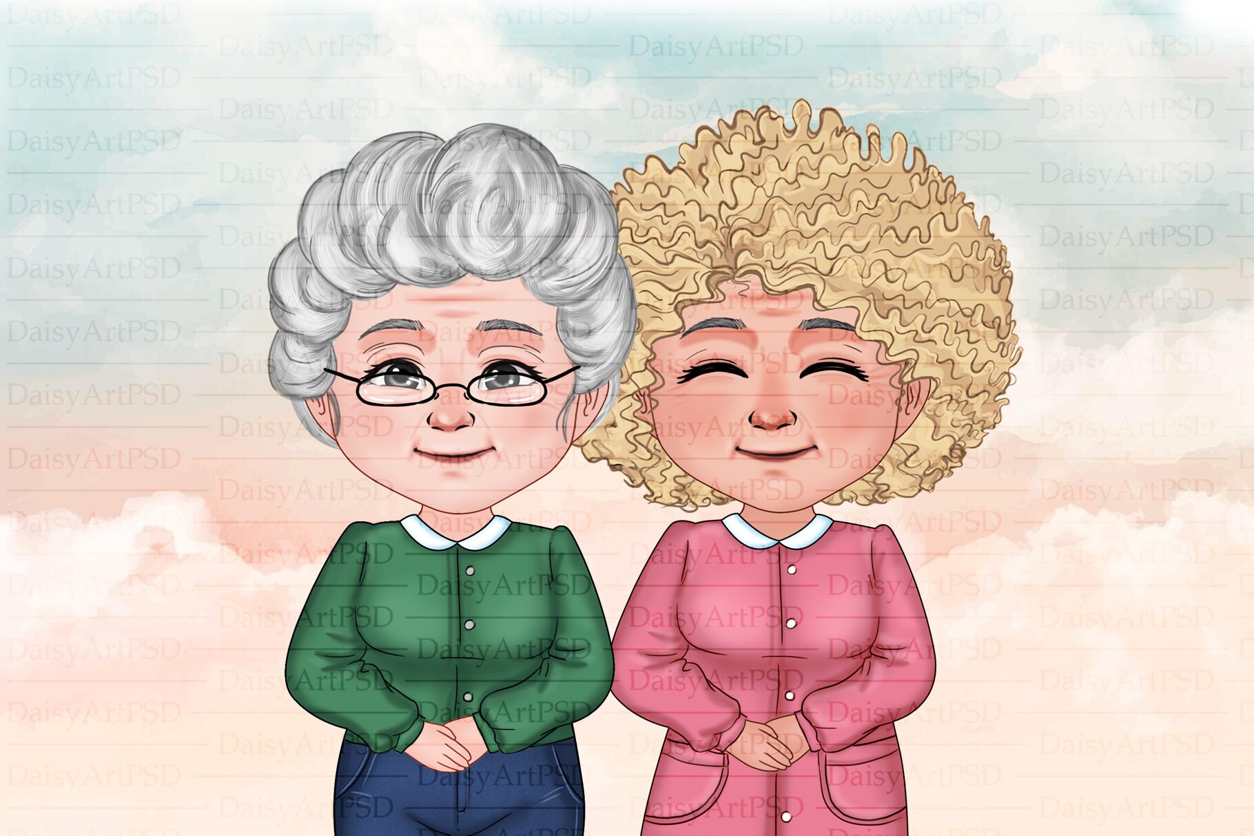 Grandmother Chibi Clipart, Best Friends PNG (136 Elements) - Etsy