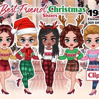 Best Friends Clipart, Besties Christmas, Friends Clipart, Christmas ...