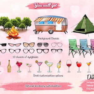 Camping Couple Chibi Clipart, Best Friend Clipart, Outdoor Clipart ...