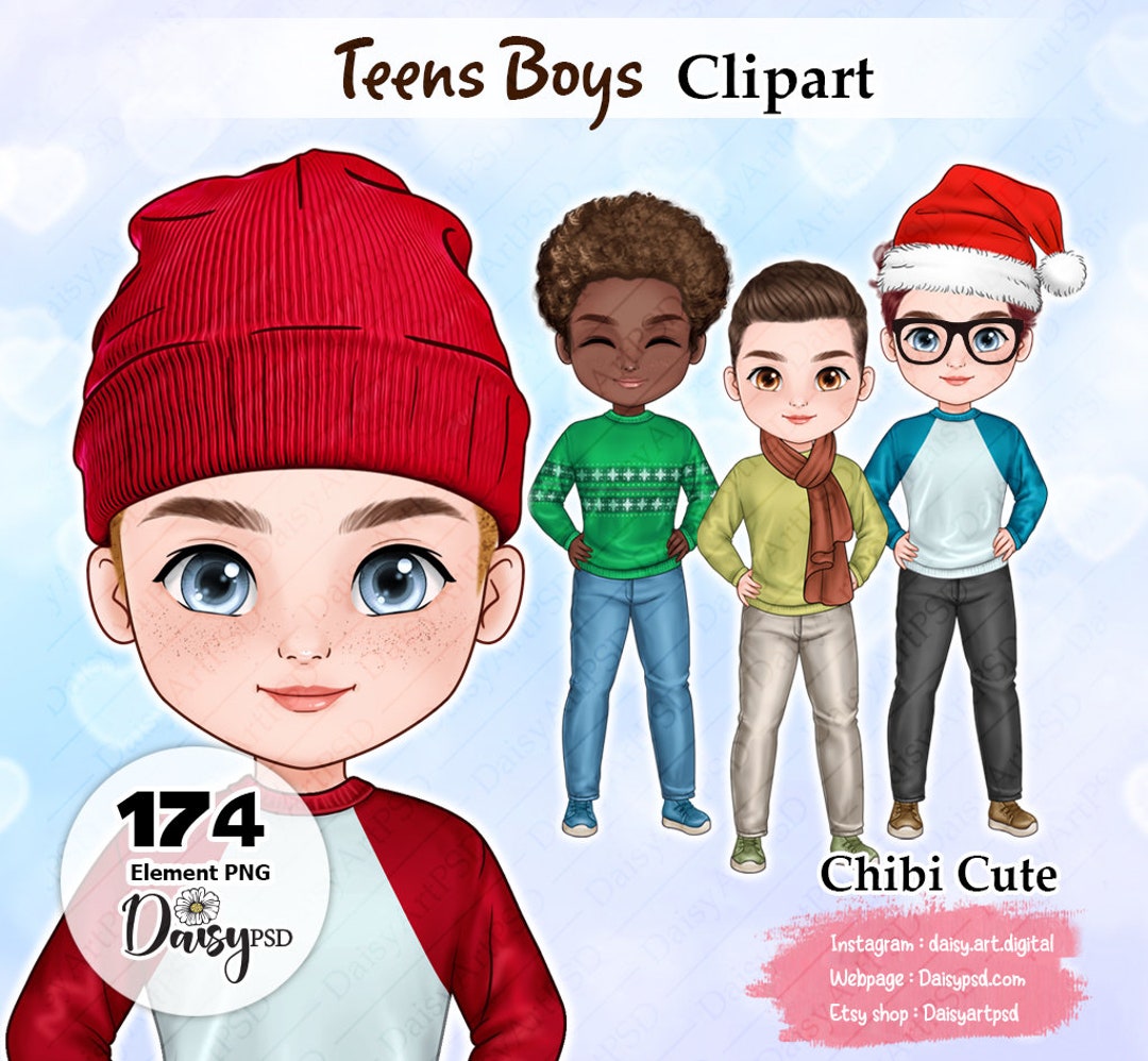 Teens Boys and Kids Clipart, Children Clipart, Teens Boys Christmas ...