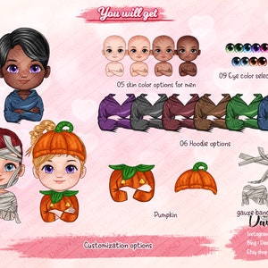 Halloween Family Clipart, Custom Big Family Portrait, Grandparents Mom ...