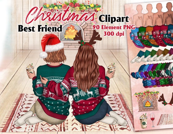 Christmas Best Friend Clipart. Clipart Soul Sisters. Clipart - Etsy UK