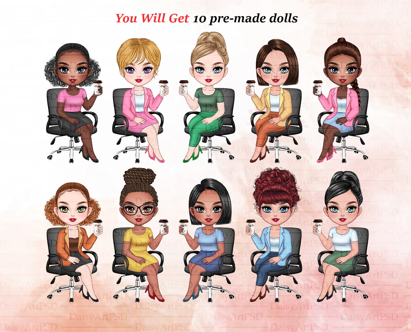 Office Girl Chibi Clipart Business Woman Clipart Office - Etsy UK
