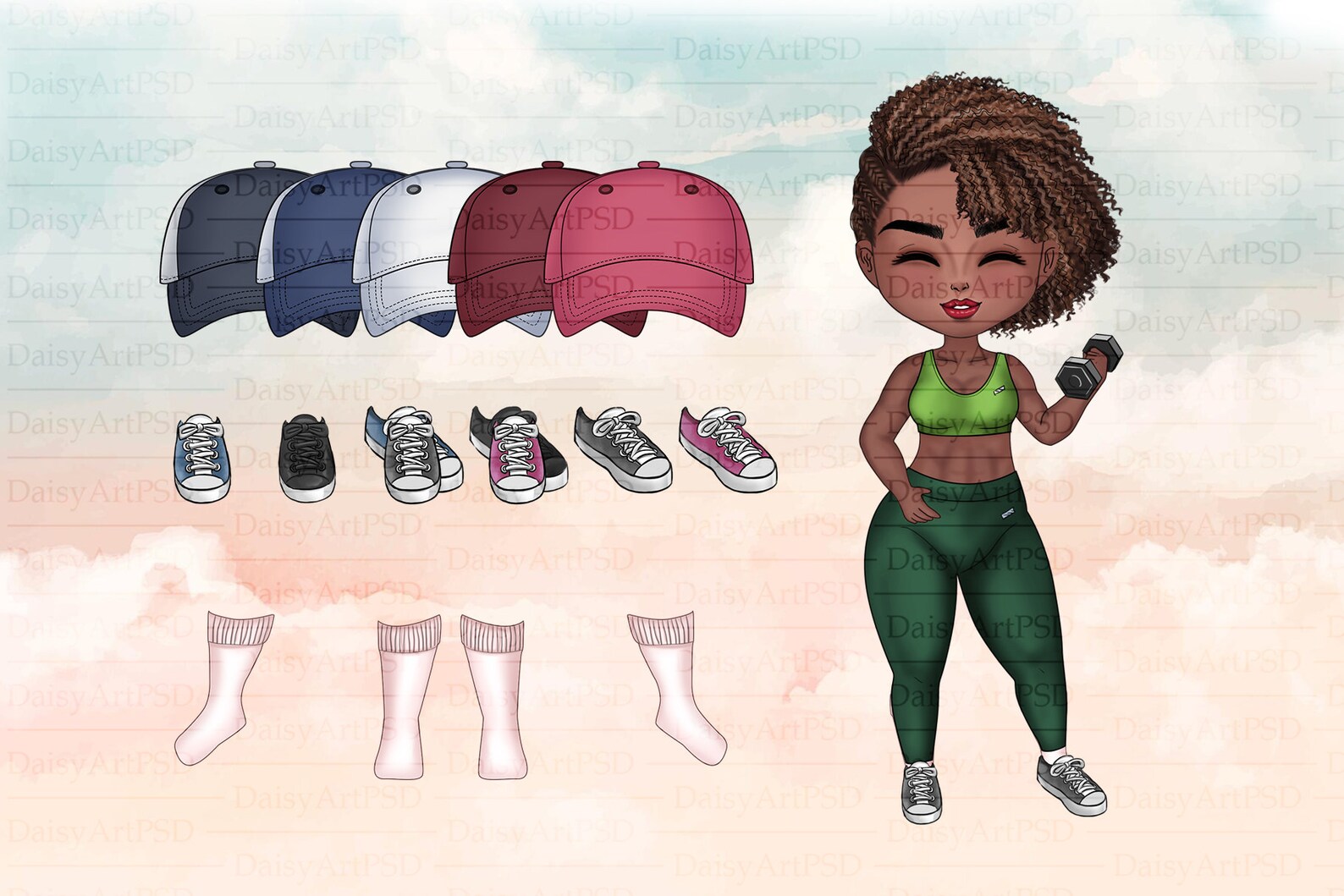 Gym Girls Chibi Clipart Sport Girl Best Friends Fitness | Etsy