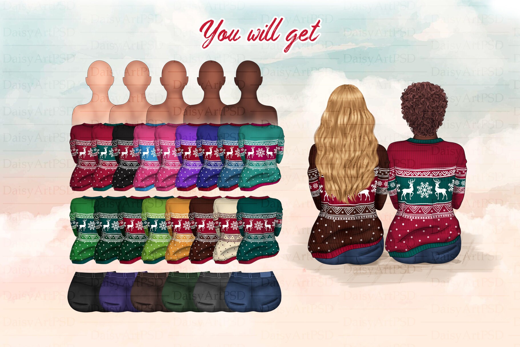 Christmas Couples Clipart Winter Best Friend and Pets - Etsy