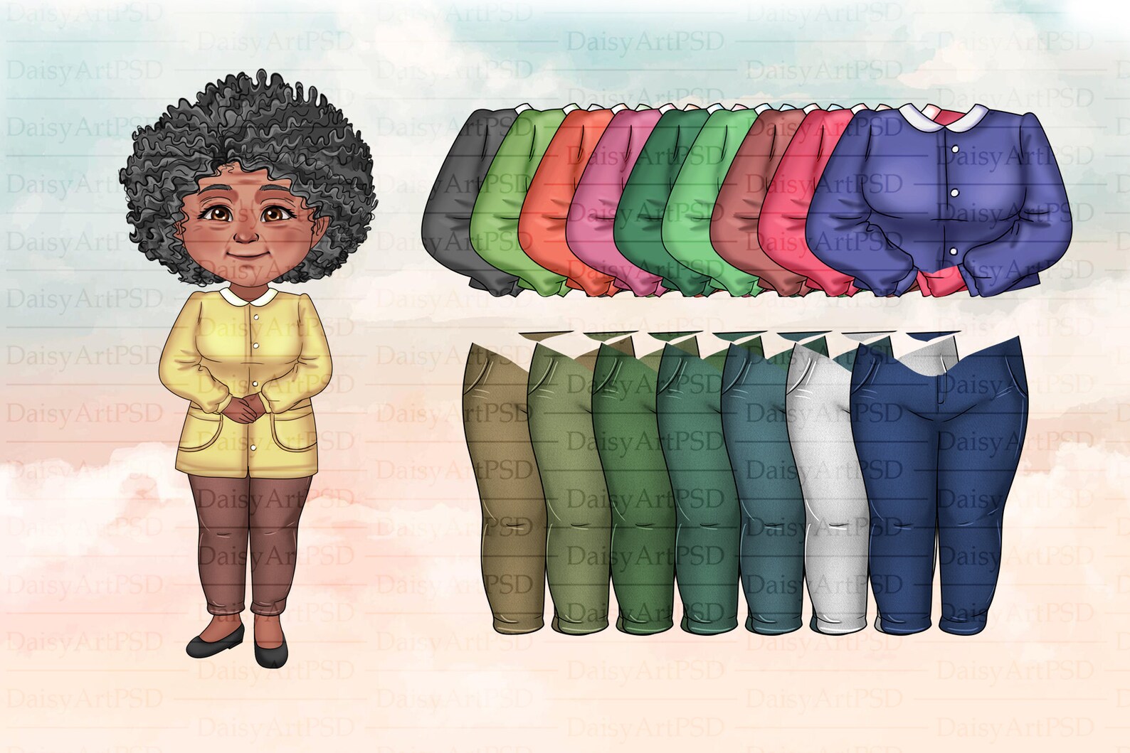 Grandmother Chibi Best Friends Old Ladies Clipart Besties - Etsy