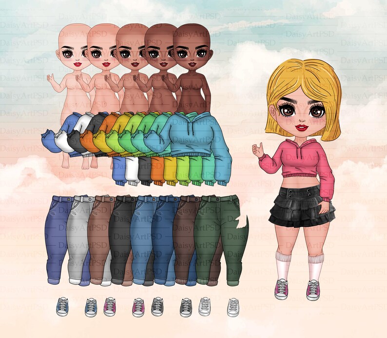 Best Friends Chibi Cute Clipart Besties Clipart Cocktails | Etsy