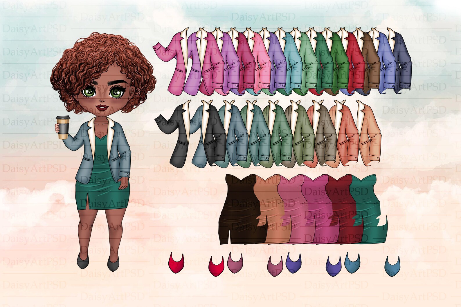 Best Friends Chibi Cute Clipart Besties Clipart Office Girl - Etsy