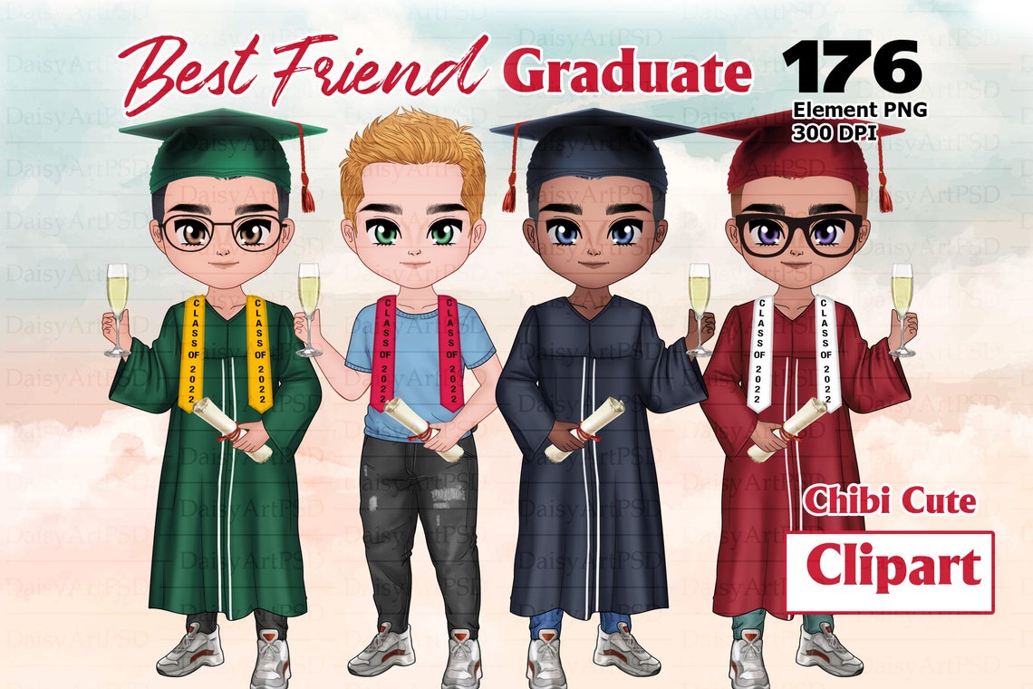 Graduation Chibi Clipart Graduating Cute Boys Graduations - Etsy