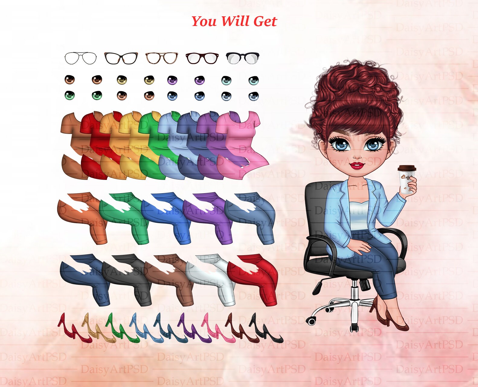 Office Girl Chibi Clipart: Business Woman PNG (digital Download) - Etsy UK