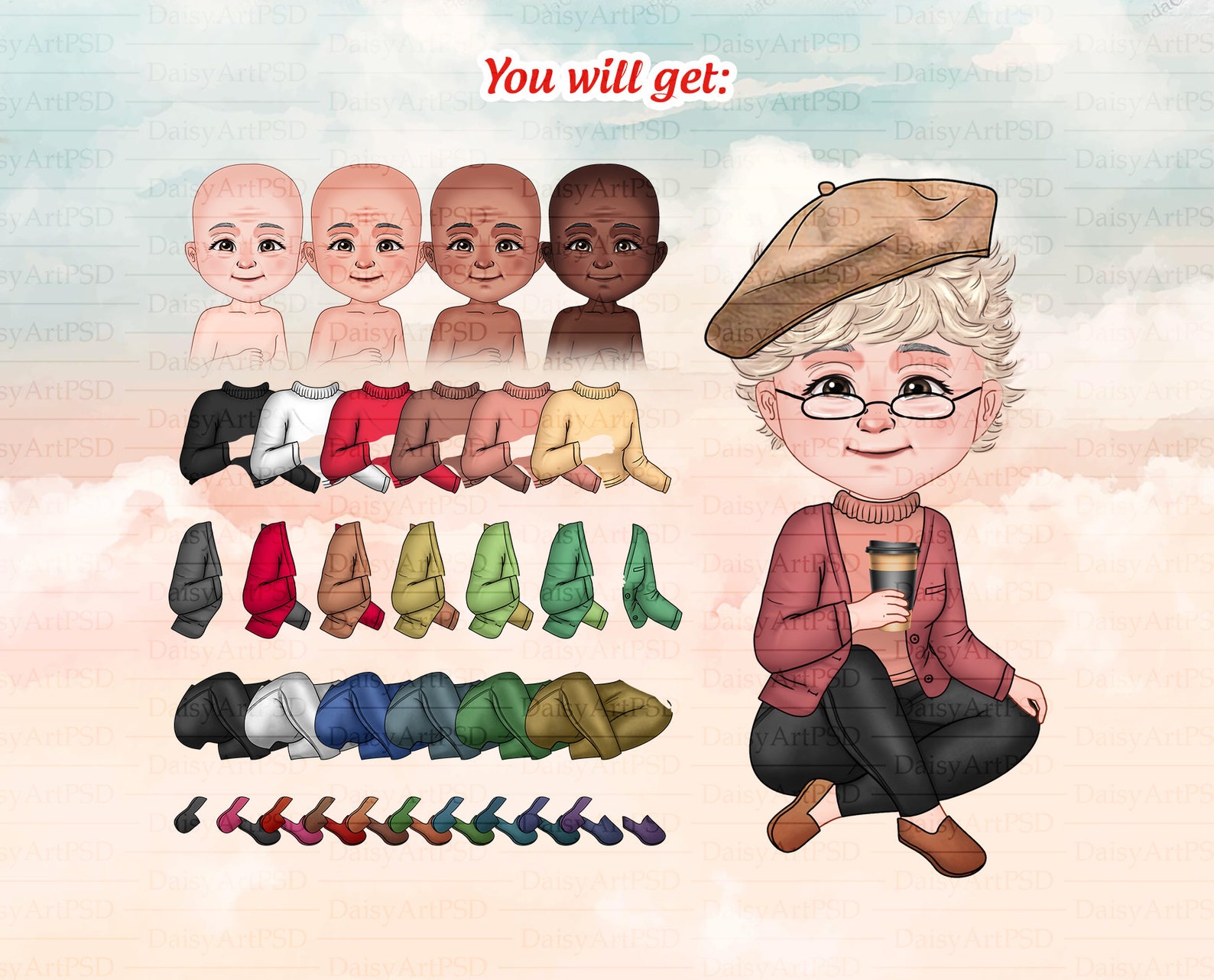 Autumn Old Friends Clipart Best Friends Grandmother Old - Etsy