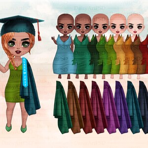 Graduation Chibi Clipart, Cute Girls, Customizable PNG (digital ...