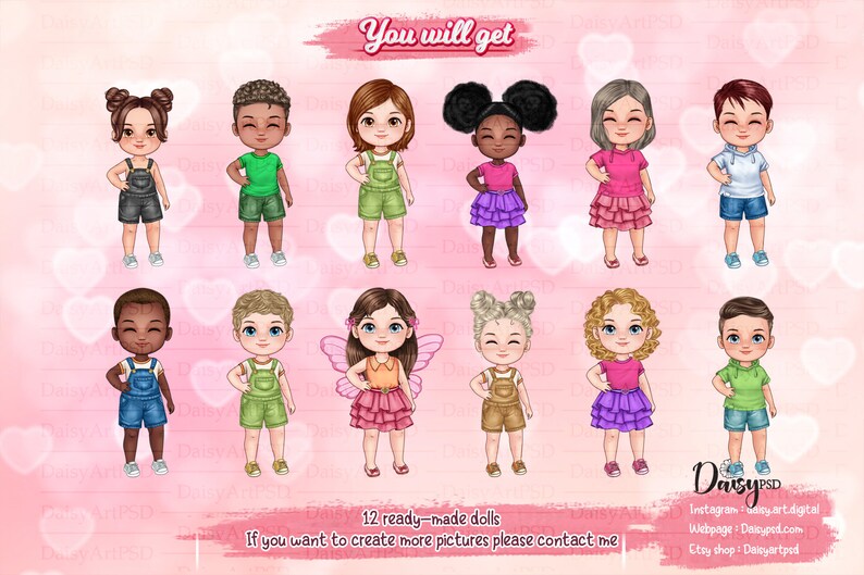 Cute Children Chibi Clipart, Family PNG (digital Download) - Etsy